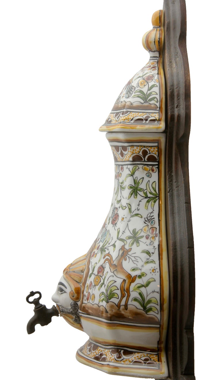 Colorful Portuguese Cistern/Humidifier with 17th Century Flowers and ...