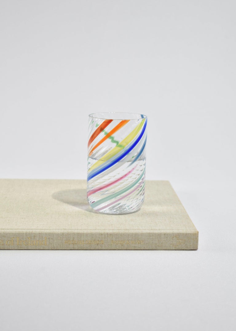 Colorful Ribbed Glass Set For Sale at 1stDibs