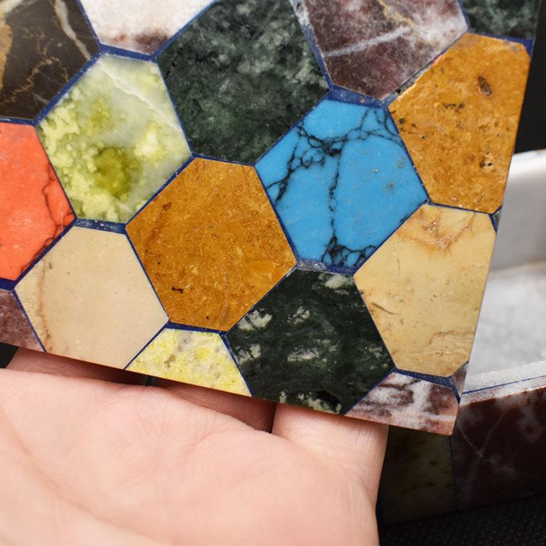 Colorful Semi Precious Stone Rectangular Jewelry or Trinket Box with ...