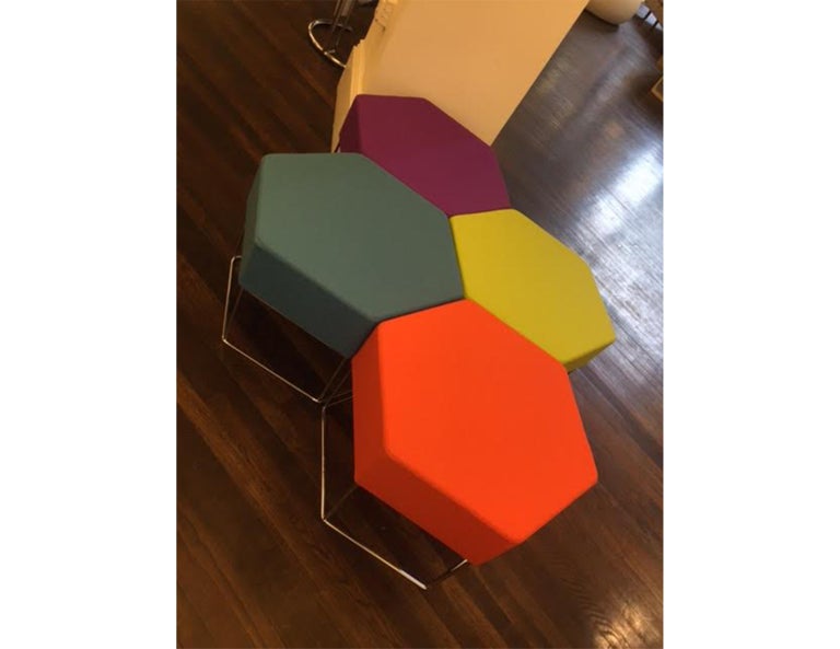 Colorful Set of Sei Hexagonal Seats For Sale at 1stDibs