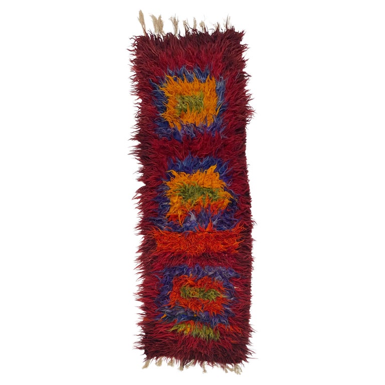 Colorful Turkish Tulu Angora Shag Rug For Sale at 1stDibs