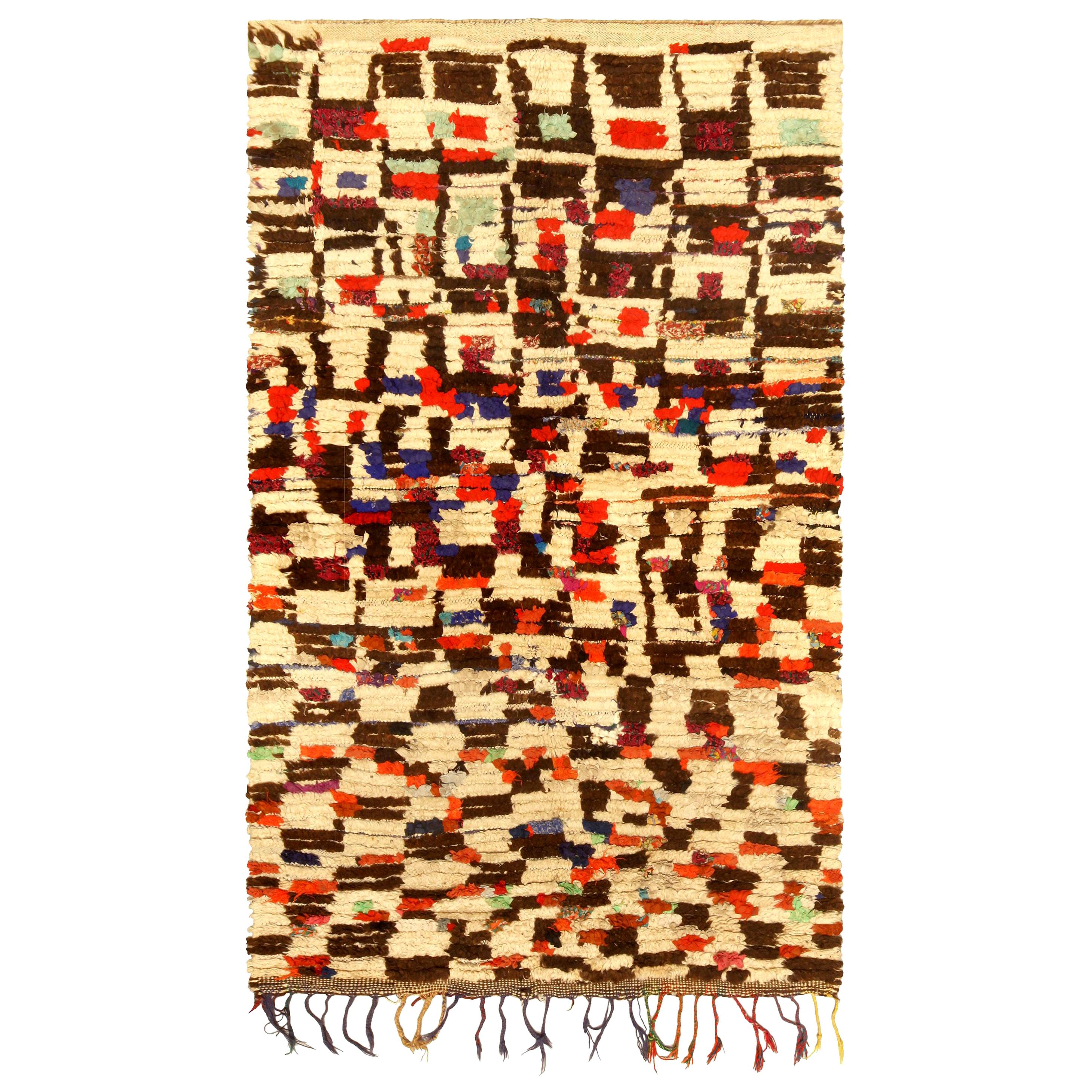 Quirky Moroccan Colorful Geometric Large Scale Wool Runner For Sale at ...