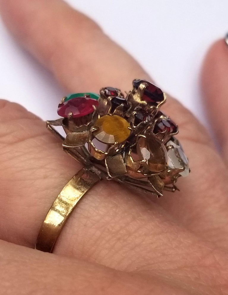 Estate Gemstone Ring Vintage Princess Ruby Garnet Citrine Tiger Eye ...
