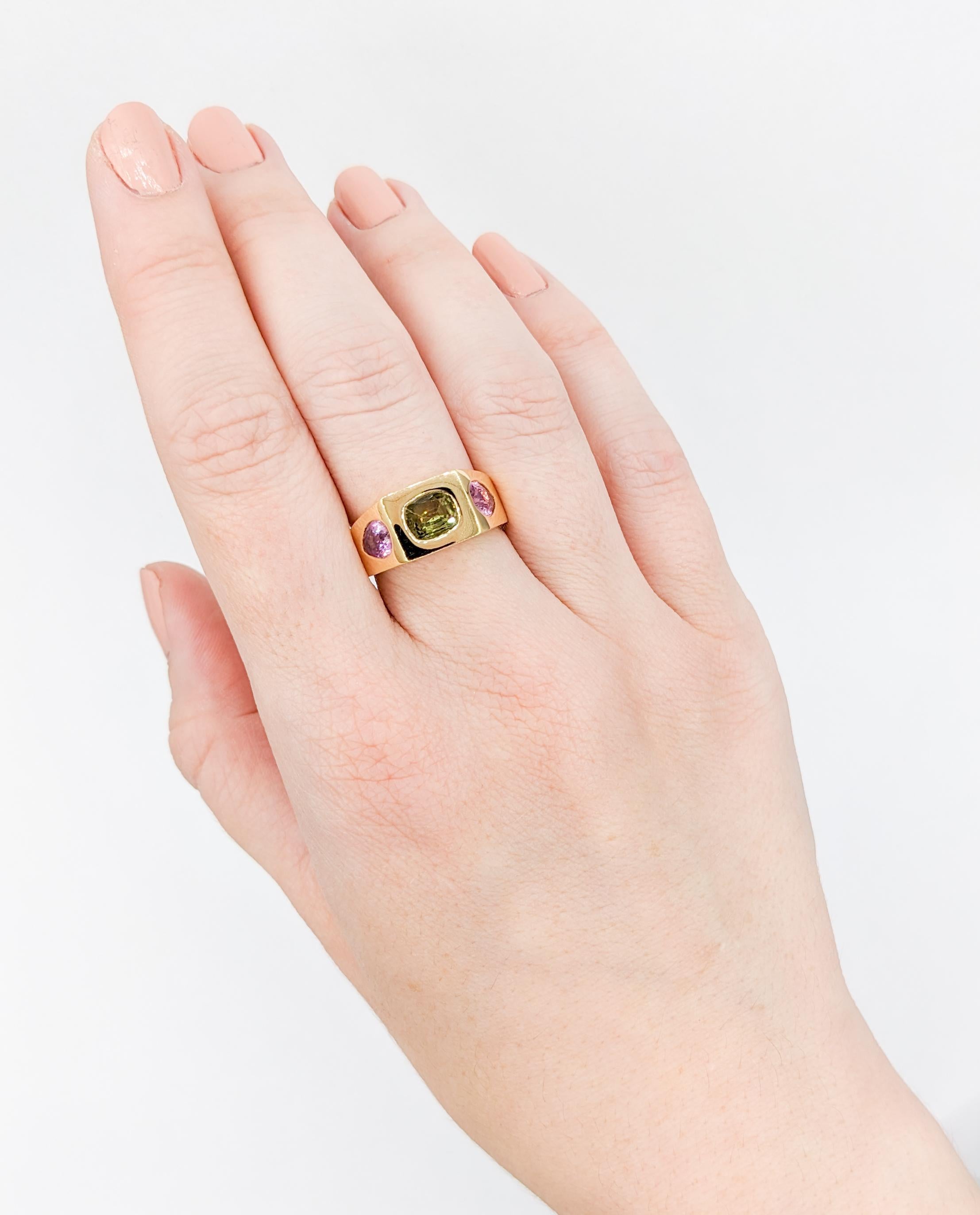 Colorful Ring with Pink and Yellow Sapphires in 18kt Gold For Sale at ...
