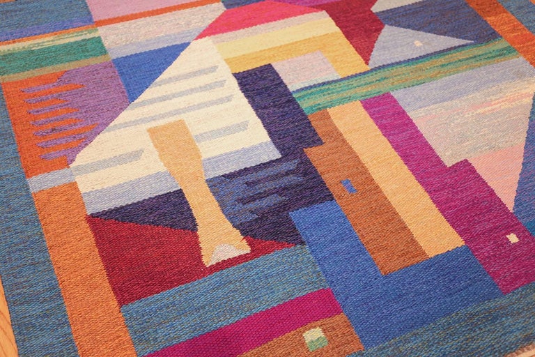 Colorful Vintage Scandinavian Kilim Rug by Agda Osterberg. Size: 5' 5 ...