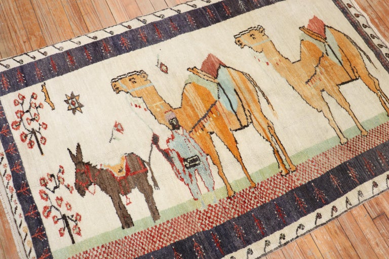 Colorful Vintage Turkish Camel Donkey Rug For Sale at 1stDibs