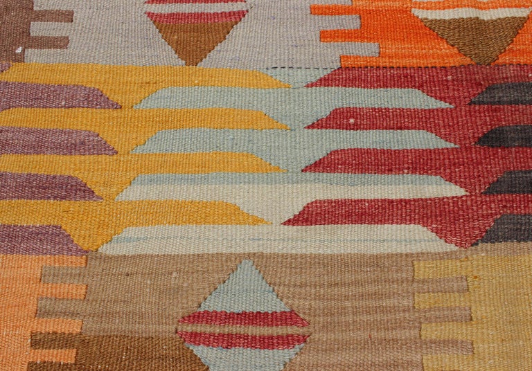 Colorful Vintage Turkish Kilim with All-Over Latching Design and ...