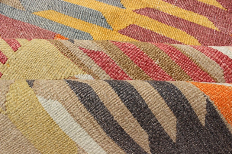 Colorful Vintage Turkish Kilim with All-Over Latching Design and ...