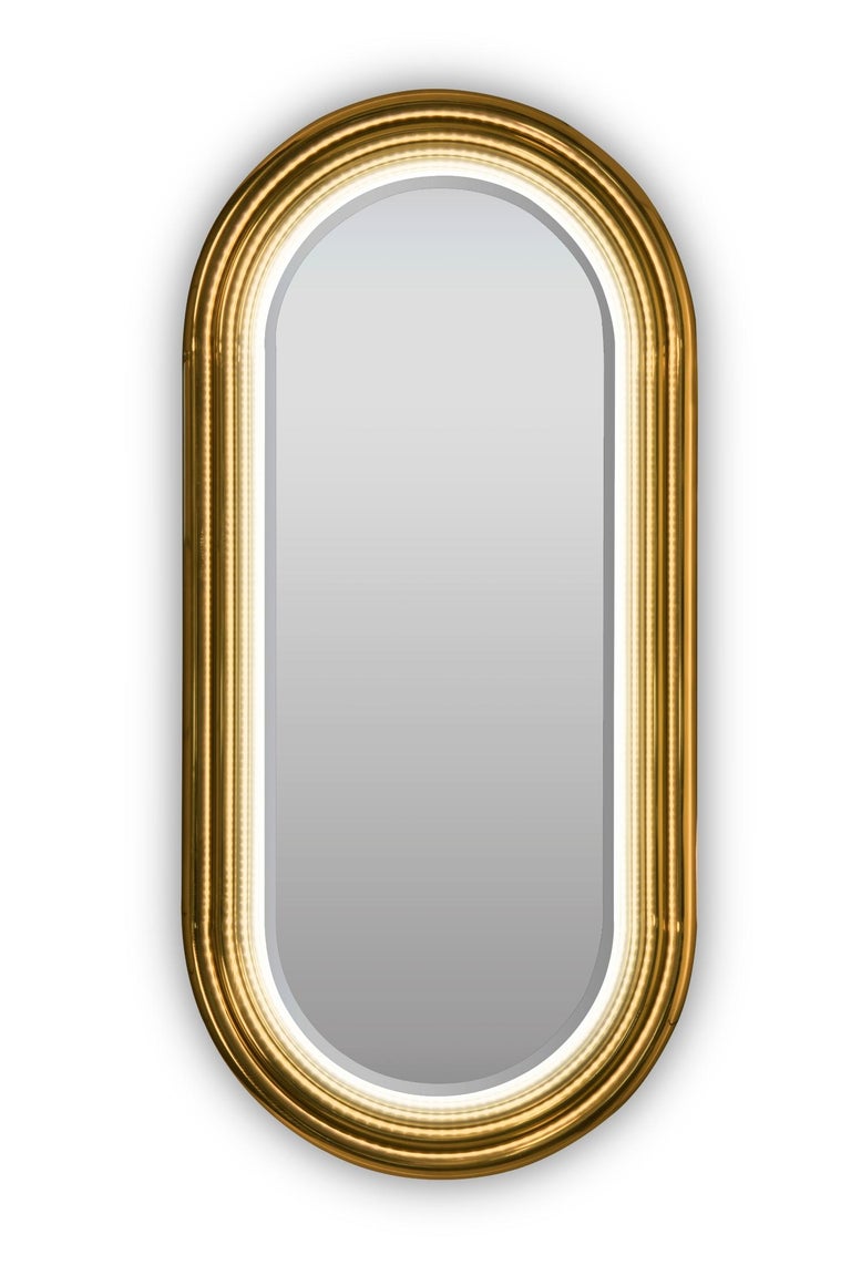 Colosseum Mirror with Polished Brass Tubes at 1stDibs