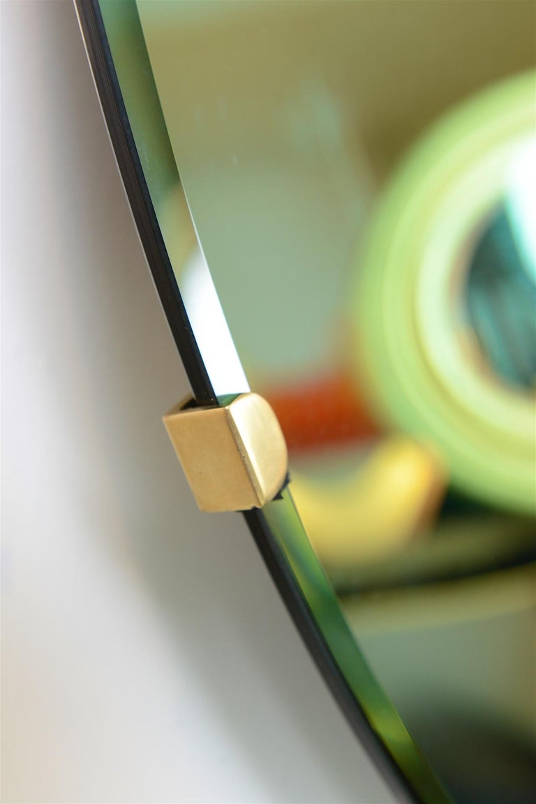 Concave Mirror glass in Green For Sale at 1stDibs