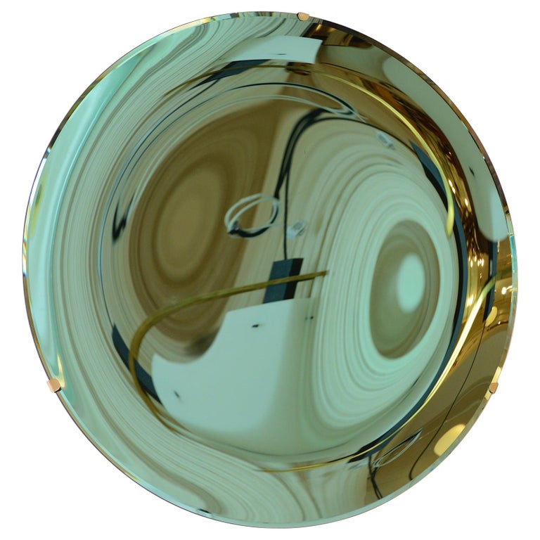 Concave Mirror glass in Green For Sale at 1stDibs