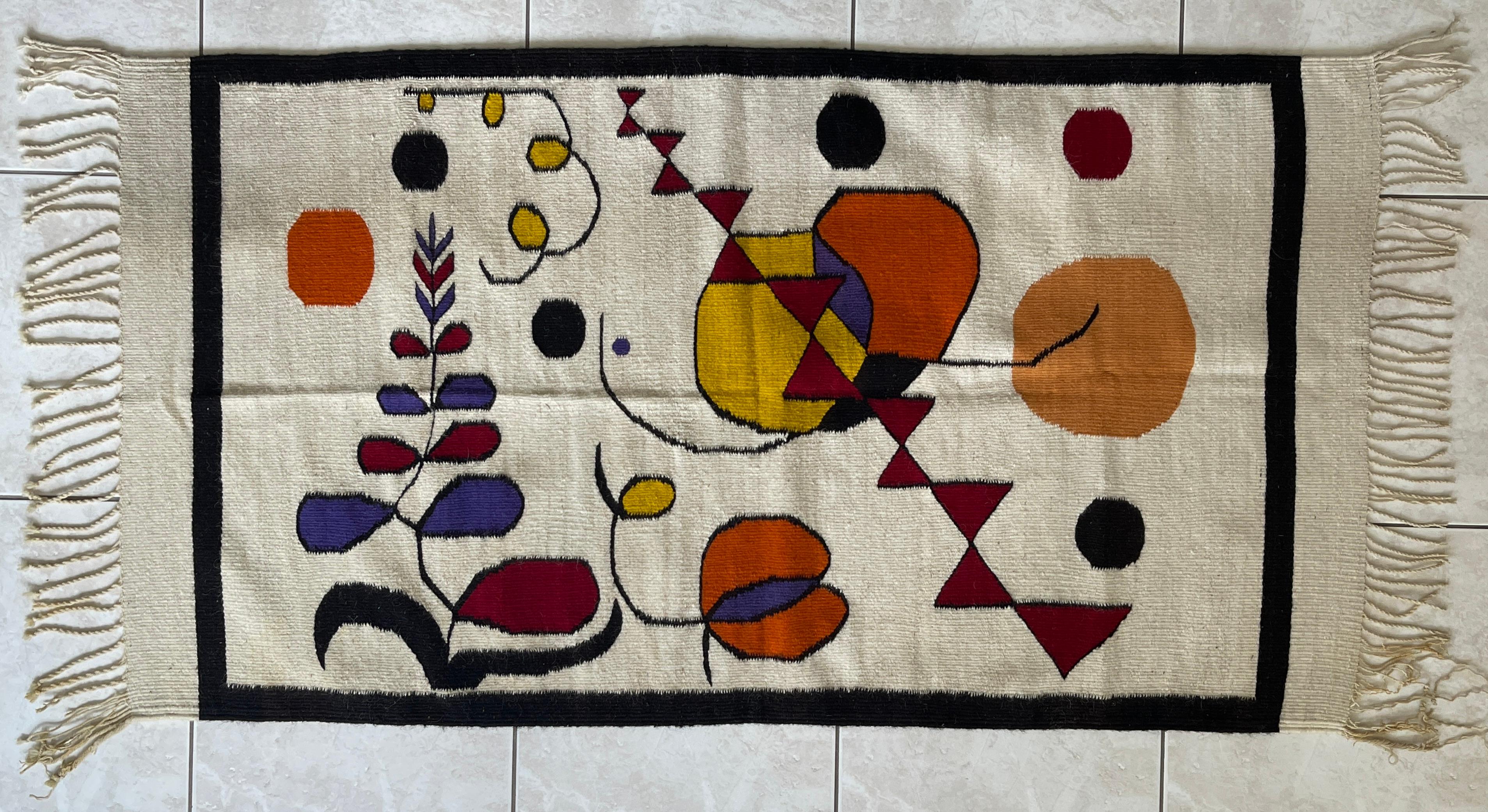 Colourful Abstract Mid Century Wool Tapestry Rug after Alexander Calder ...