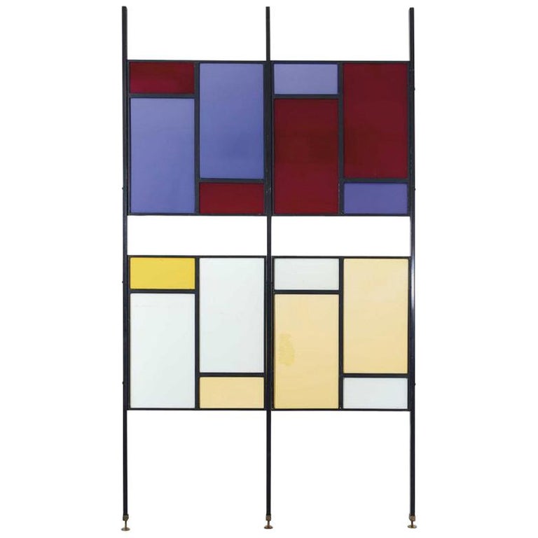 Colourful Mid-Century Modern Italian Partition Wall or Room Divider For ...