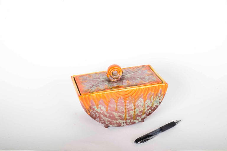 Colourful Orange and Purple Ceramic Portuguese Art Deco Container at ...