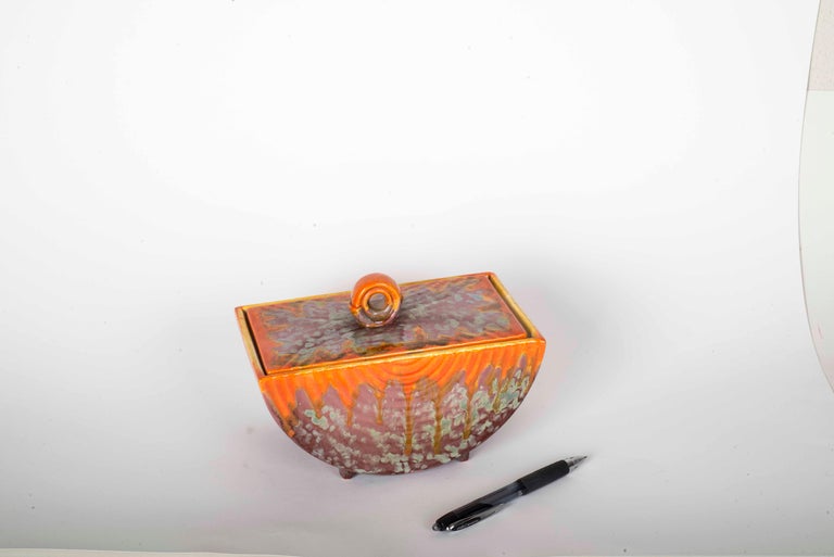 Colourful Orange and Purple Ceramic Portuguese Art Deco Container at ...