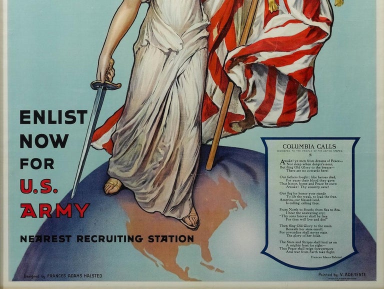 "Columbia Calls", Antique WWI Poster by Frances Adams Halsted, circa ...