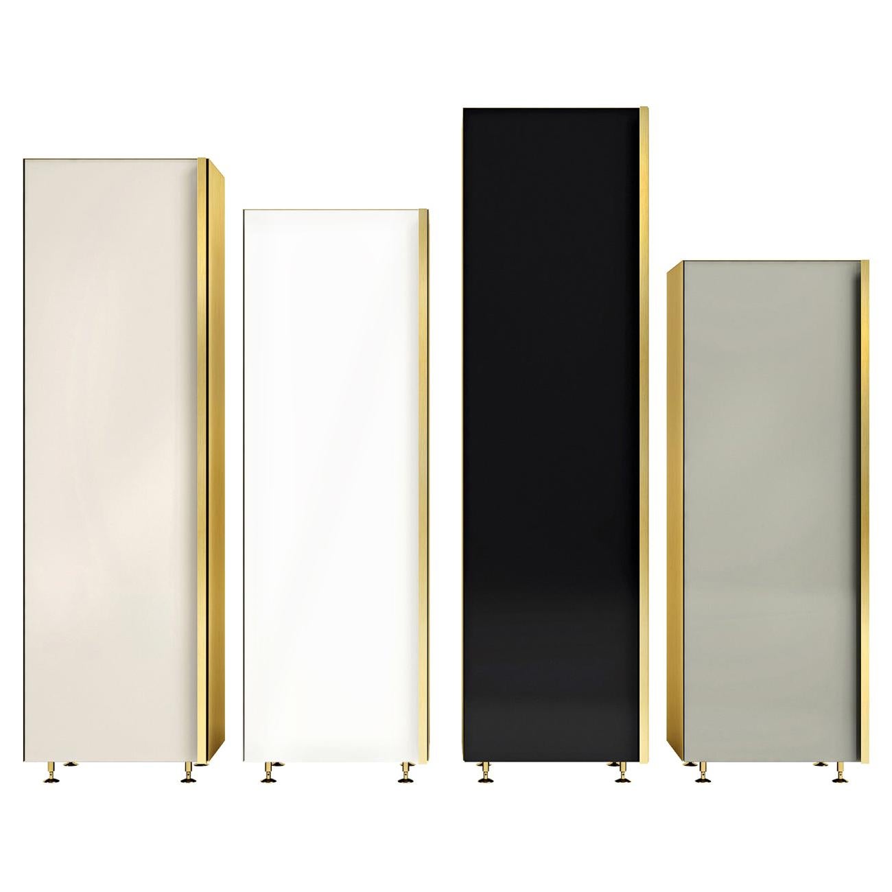 Contemporary Column Set of Four Brass Glass Cupboards Storage Unit ...