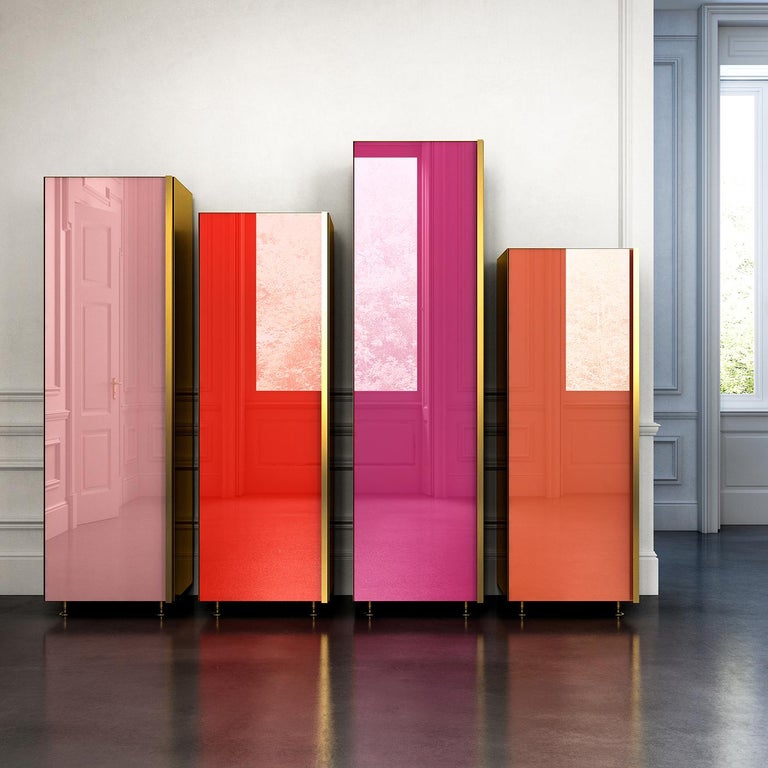 Column 01 Set of 4 Red Cupboards For Sale at 1stDibs
