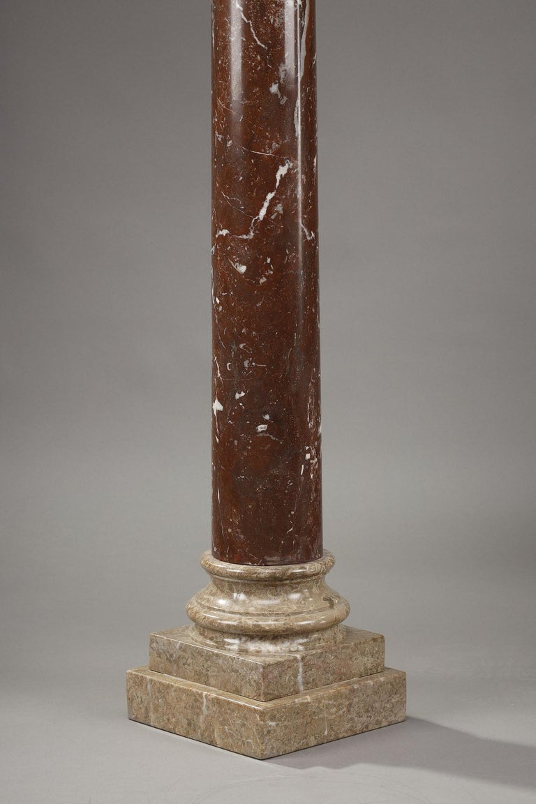 Column in Red and Grey Marble from the 19th Century For Sale at 1stDibs