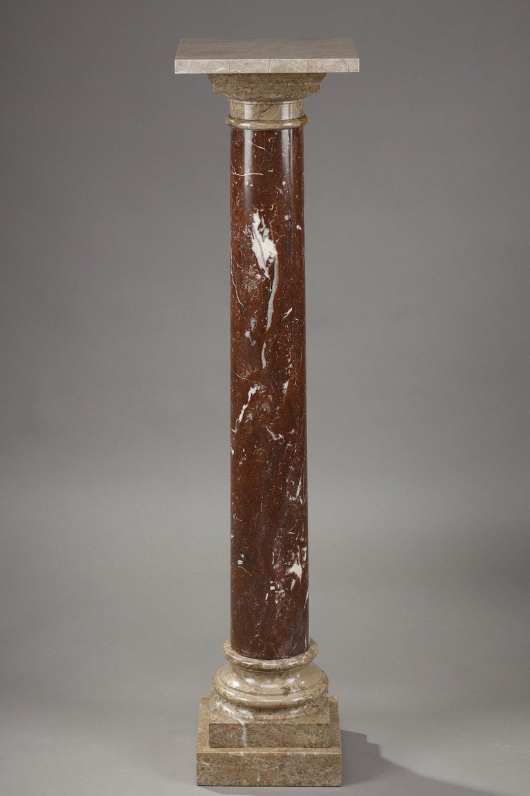 Column in Red and Grey Marble from the 19th Century For Sale at 1stDibs