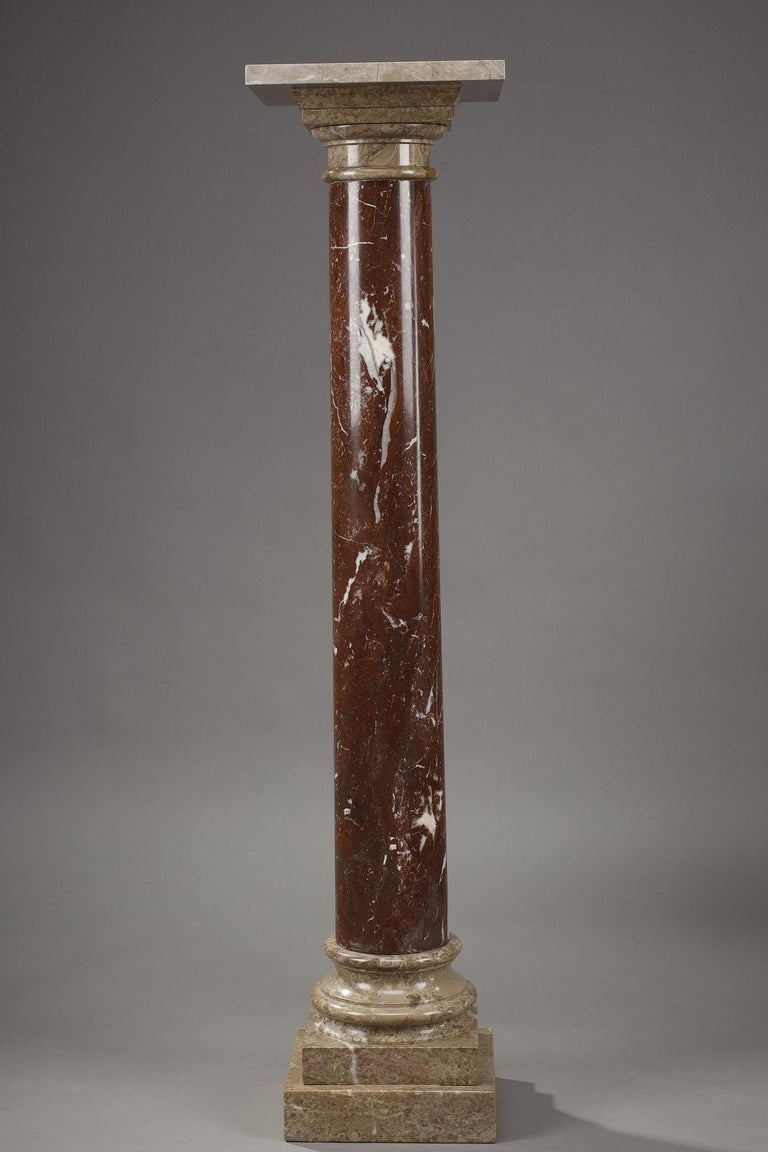 Column in Red and Grey Marble from the 19th Century For Sale at 1stDibs