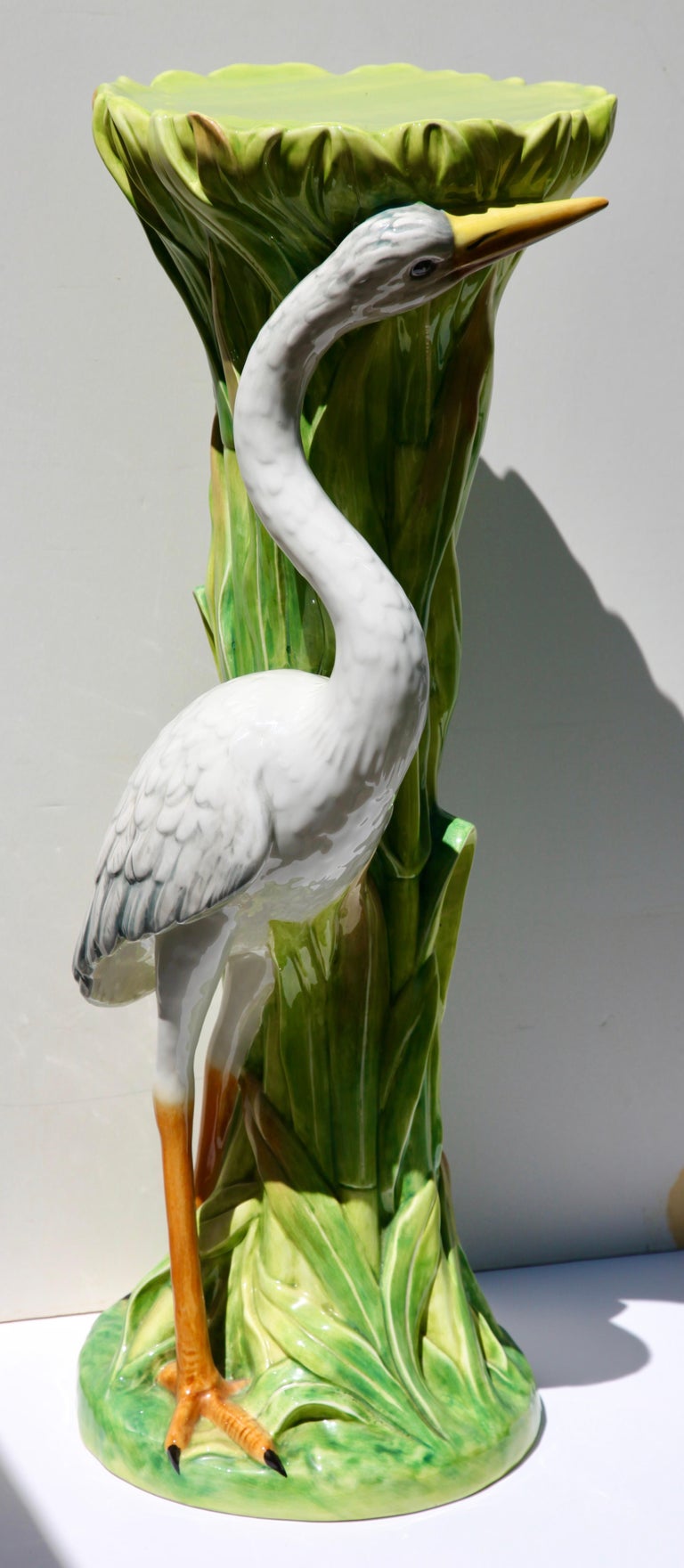 Two Columns with Heron and Planter in the Style of Delphin Massier For ...