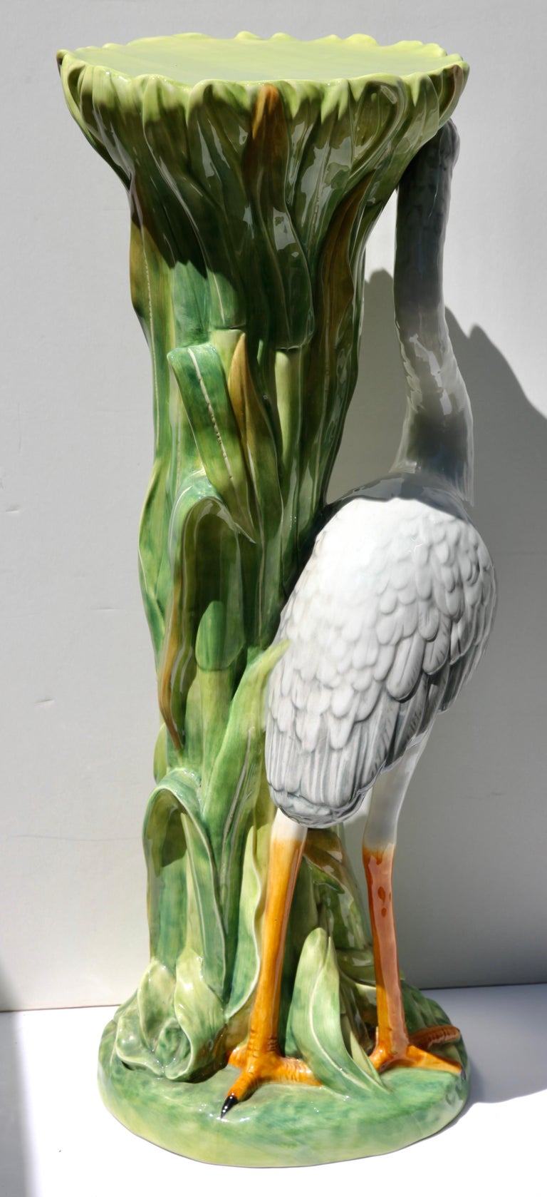 Two Columns with Heron and Planter in the Style of Delphin Massier For ...