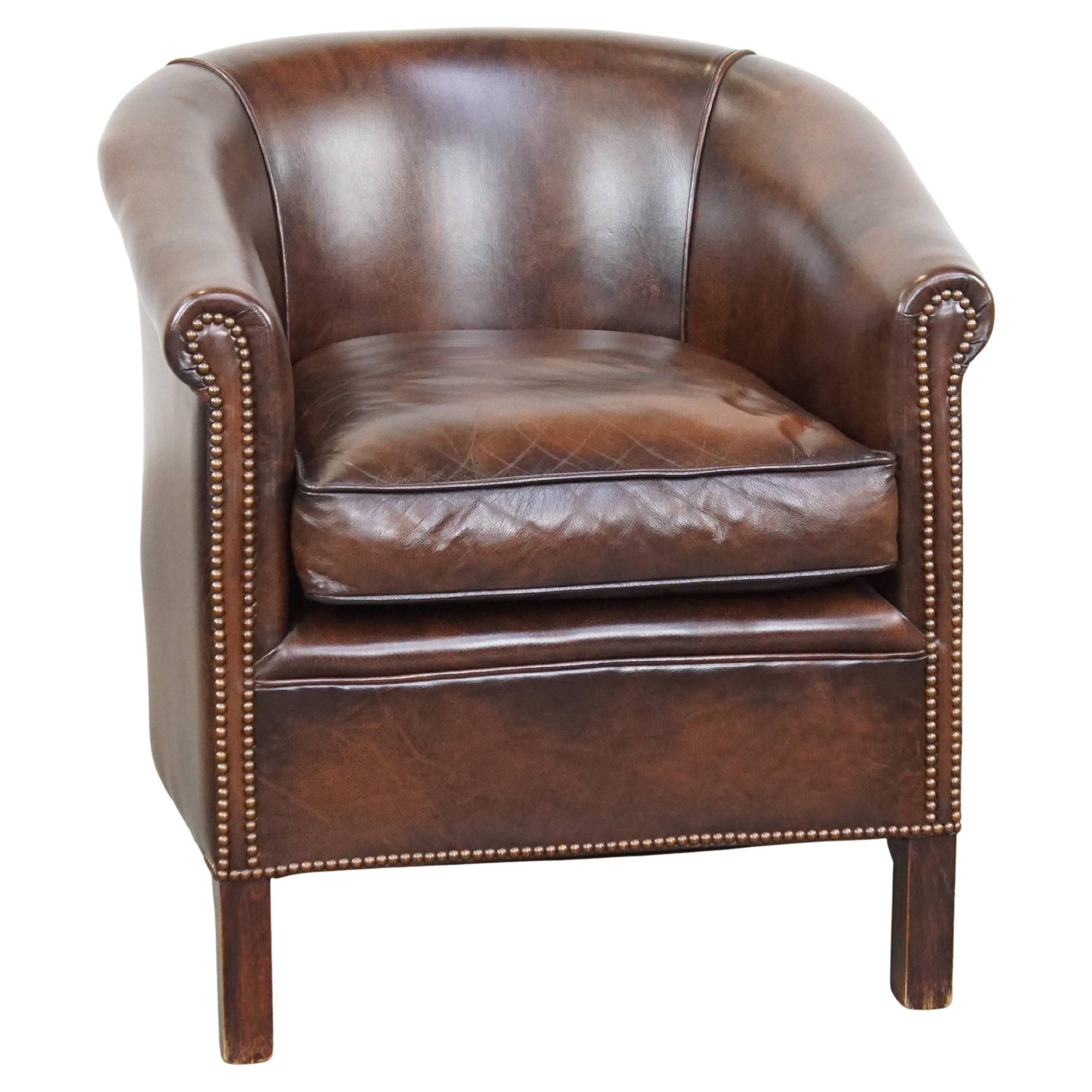 Oversized Italian Brown and White Cow Fur Leather Cube Lounge Armchair ...