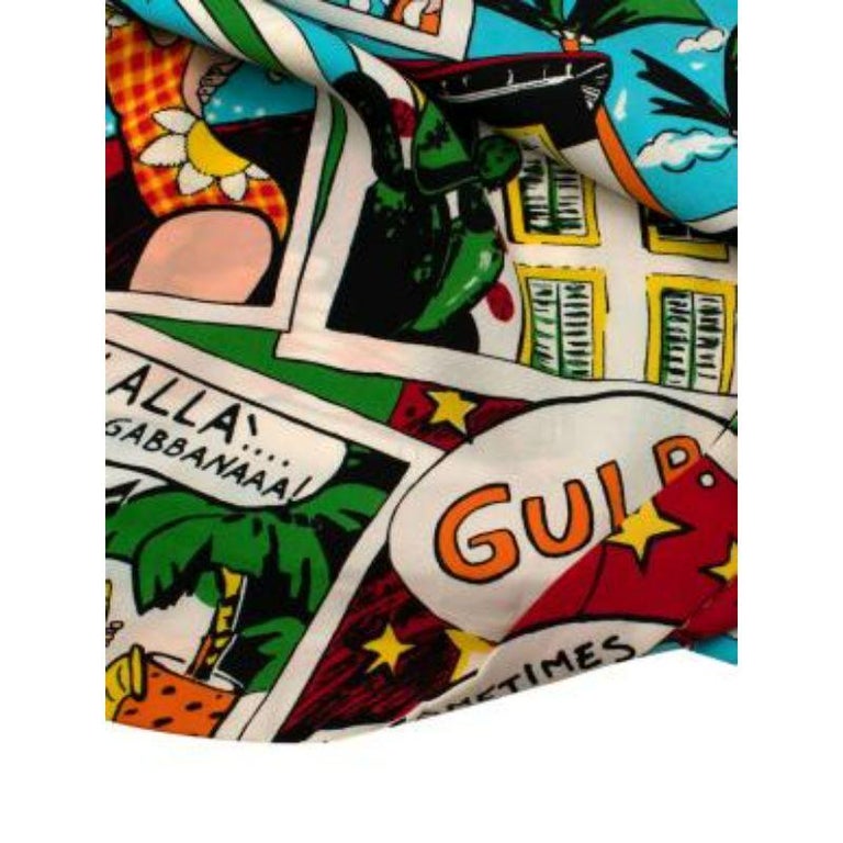 Comic Print Open Back Silk Midi Dress For Sale at 1stDibs