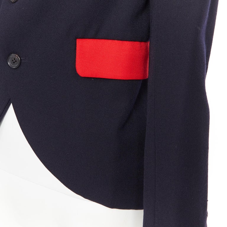 COMME DES GARCONS 100% wool colour blocked pocket trimming cutaway ...