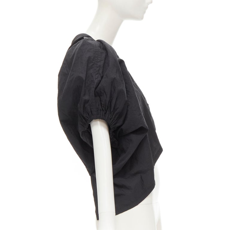 COMME DES GARCONS 1980's Vintage black crinkled nylon twist back shrug ...