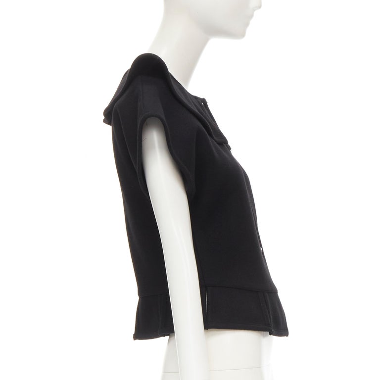 COMME DES GARCONS 1980's Vintage black felt flared collar peplum ...