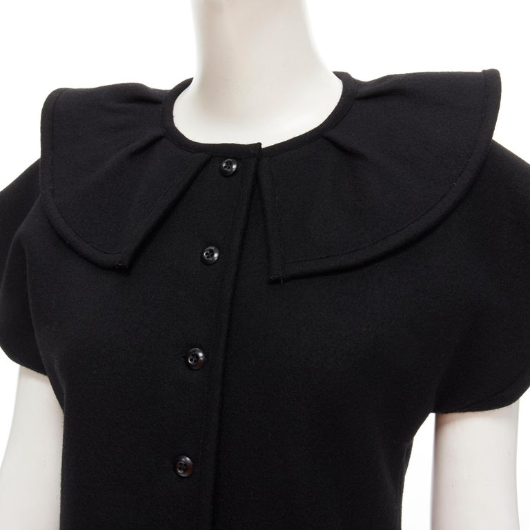 COMME DES GARCONS 1980's Vintage black felt flared collar peplum ...