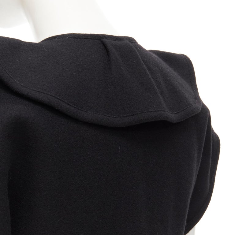 COMME DES GARCONS 1980's Vintage black felt flared collar peplum ...