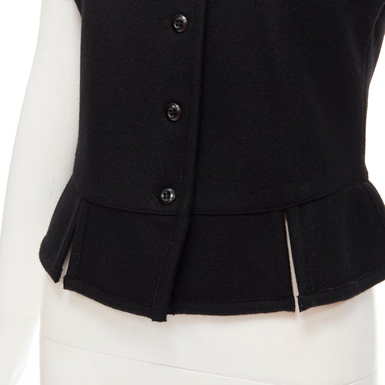 COMME DES GARCONS 1980's Vintage black felt flared collar peplum ...