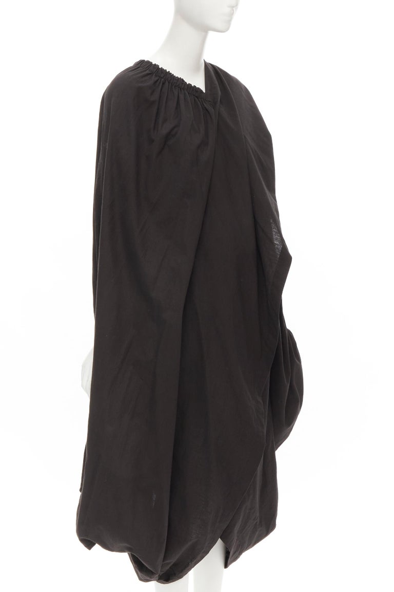 COMME DES GARCONS 1980's Vintage black washed asymmetric draped cocoon dress For Sale at 1stDibs
