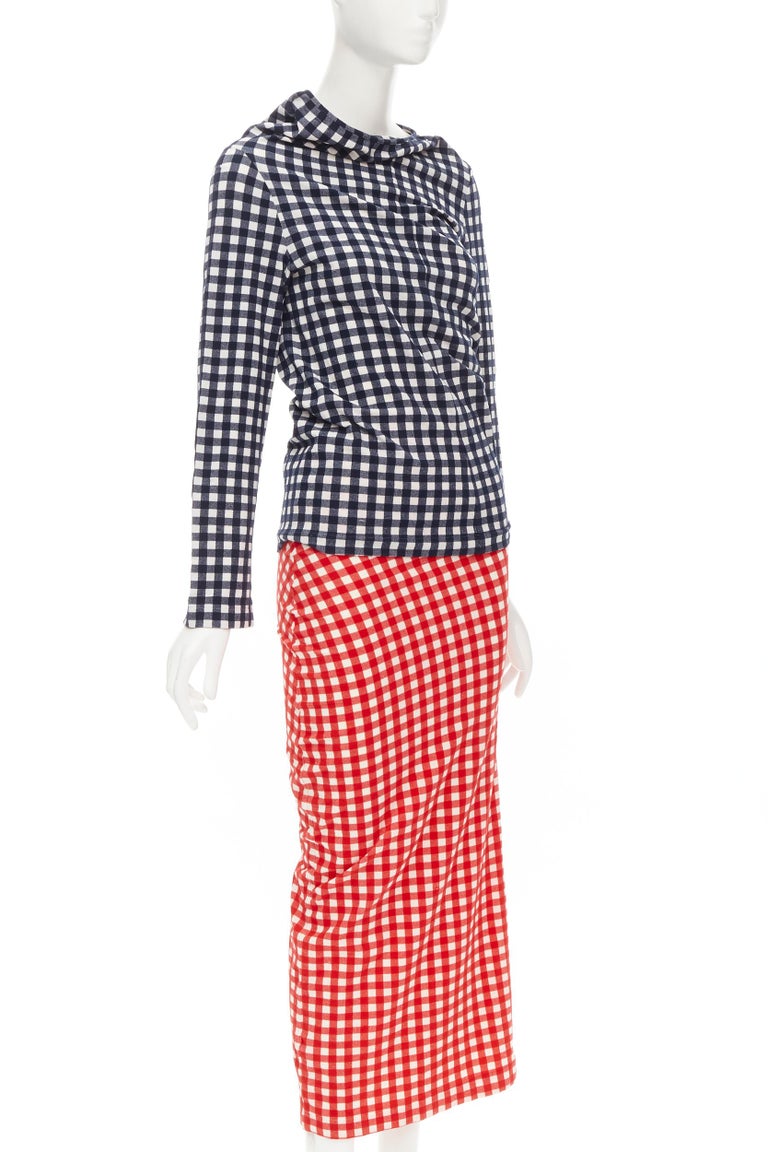 COMME DES GARCONS 1997 Vintage Lumps and Bumps gingham checked blue red ...