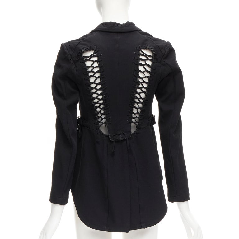 COMME DES GARCONS 2004 Runway black lace eyelet 2-way deconstructed ...