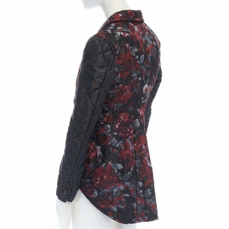 COMME DES GARCONS 2016 red rose printed jacquard quilted padded cutaway ...