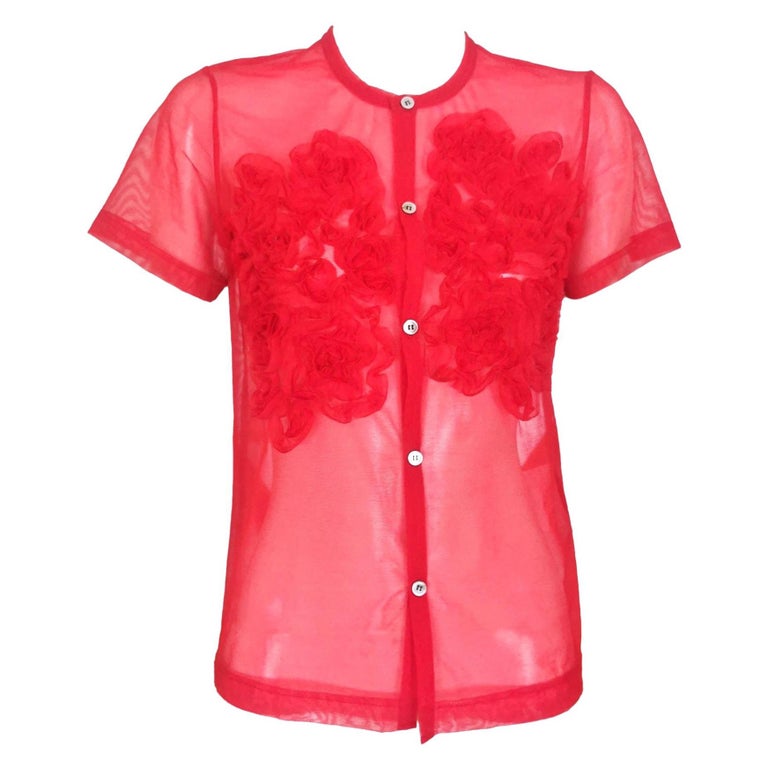 Comme des Garcons AD 1997 Lumps and Bumps Orange Ruffled Blouse For ...