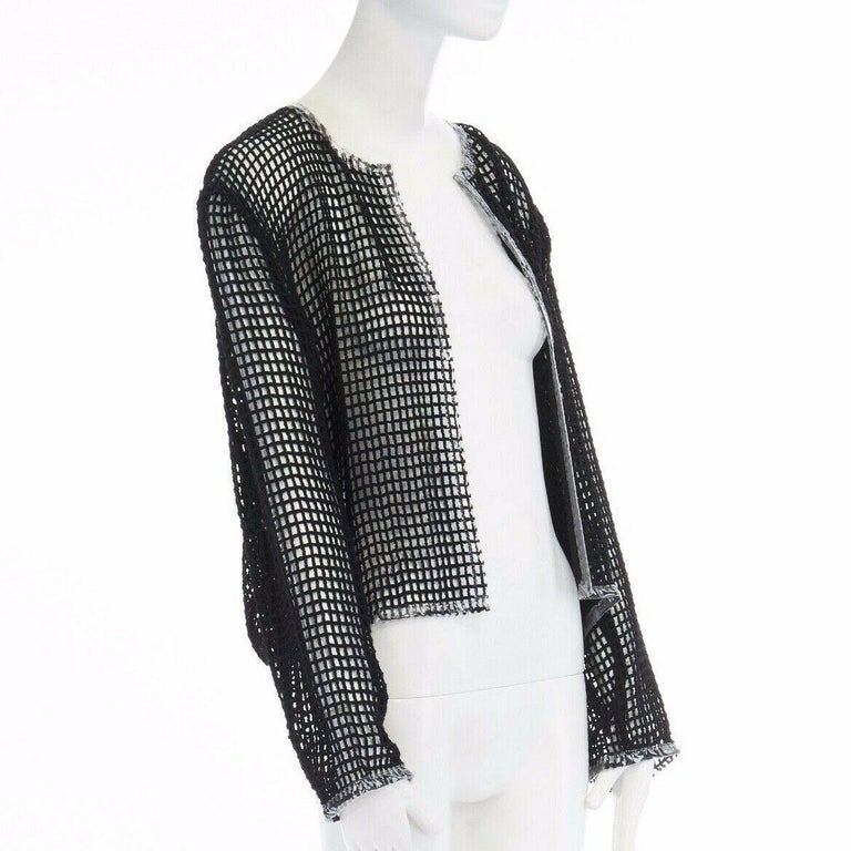 COMME DES GARCONS AD1991 black mesh loose knit PVC trimmed punk ...