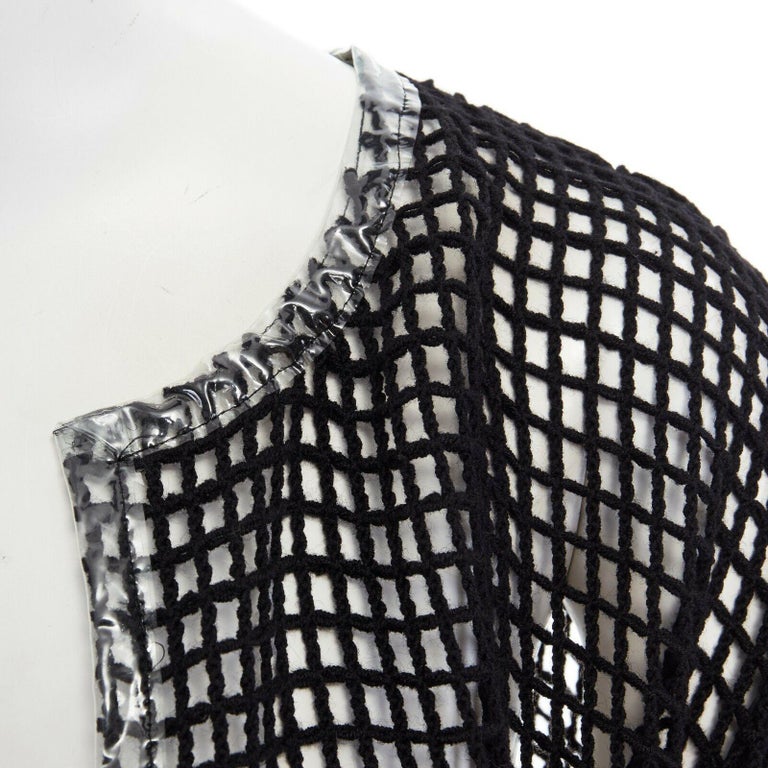 COMME DES GARCONS AD1991 black mesh loose knit PVC trimmed punk ...
