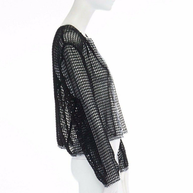 COMME DES GARCONS AD1991 black mesh loose knit PVC trimmed punk ...