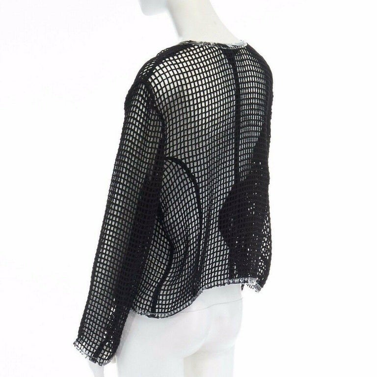 COMME DES GARCONS AD1991 black mesh loose knit PVC trimmed punk ...