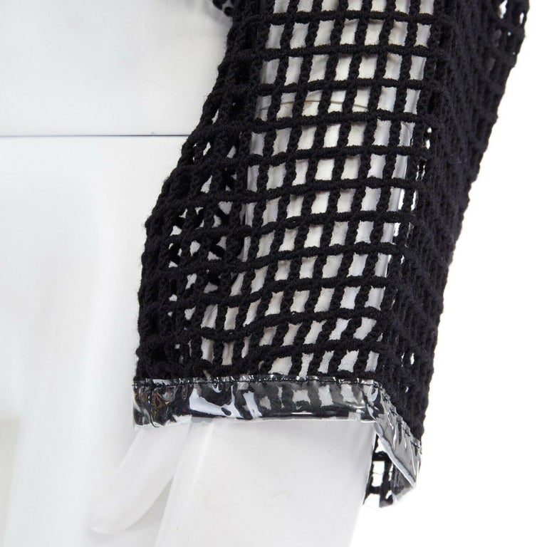 COMME DES GARCONS AD1991 black mesh loose knit PVC trimmed punk ...