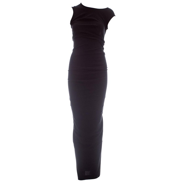 Comme des Garcons black rayon twisted figure hugging dress, ss 1997 at ...