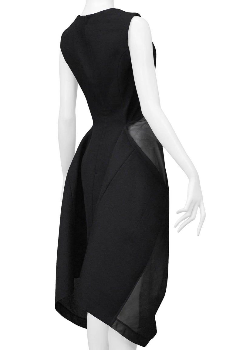 Comme Des Garcons Black Sheer Front Concept Dress 1997 For Sale at 1stDibs