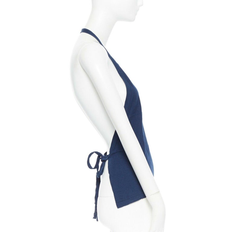 COMME DES GARCONS blue halter-neck dudou top open back self tie napkin ...