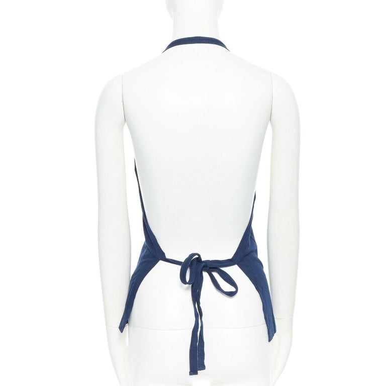 COMME DES GARCONS blue halter-neck dudou top open back self tie napkin ...