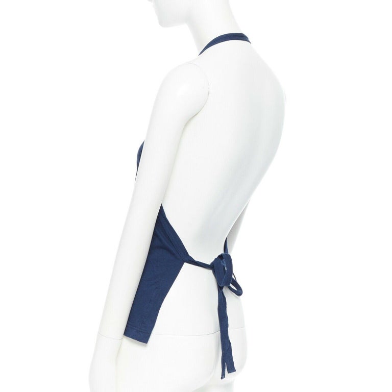 COMME DES GARCONS blue halter-neck dudou top open back self tie napkin ...